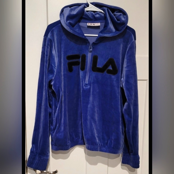 Fila | Tops | Fila Velour Hoodie Large | Poshmark